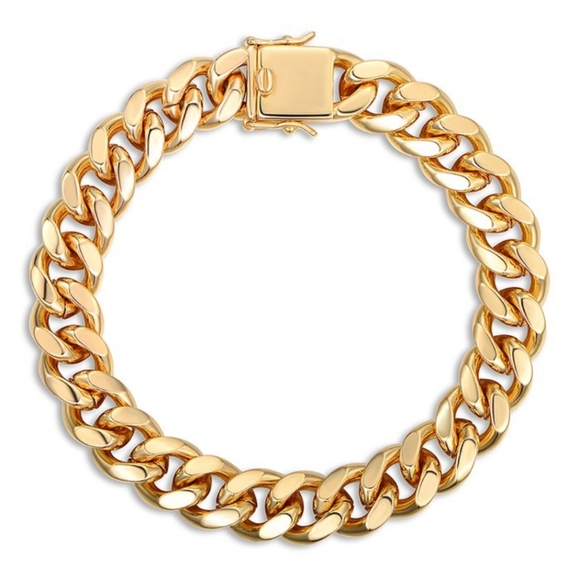 Jewelry | 18k Goldplated Cuban Chain Bracelet Nwt | Poshmark